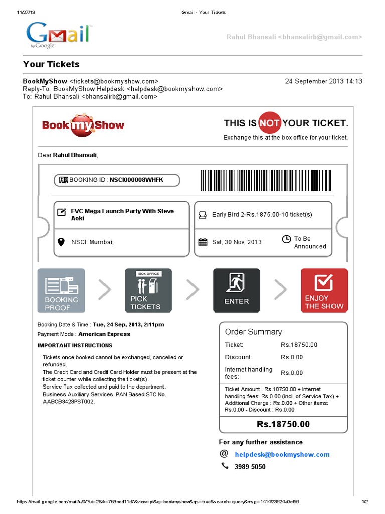 BookMyShow Ticket Confirmation | PDF