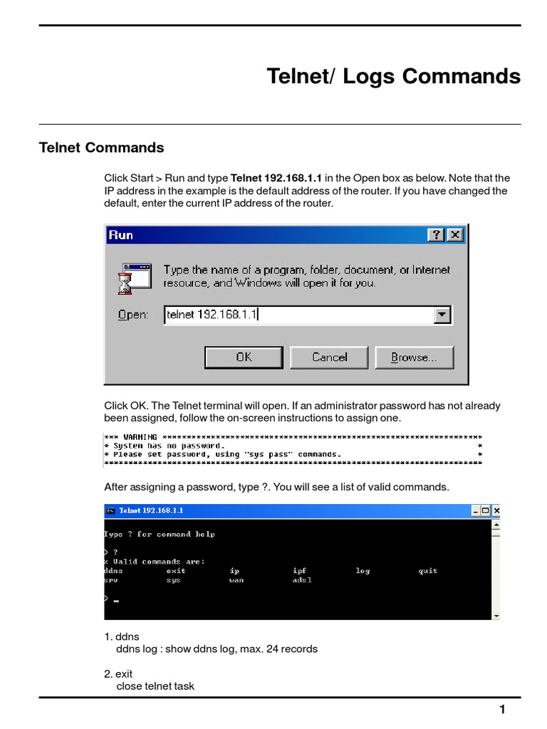 Telnet Commands | PDF | Ip Address | Router (Computing)