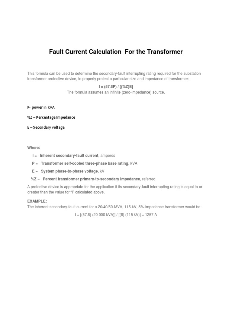 Fault Current Calculation For The Transformer | PDF | Computers