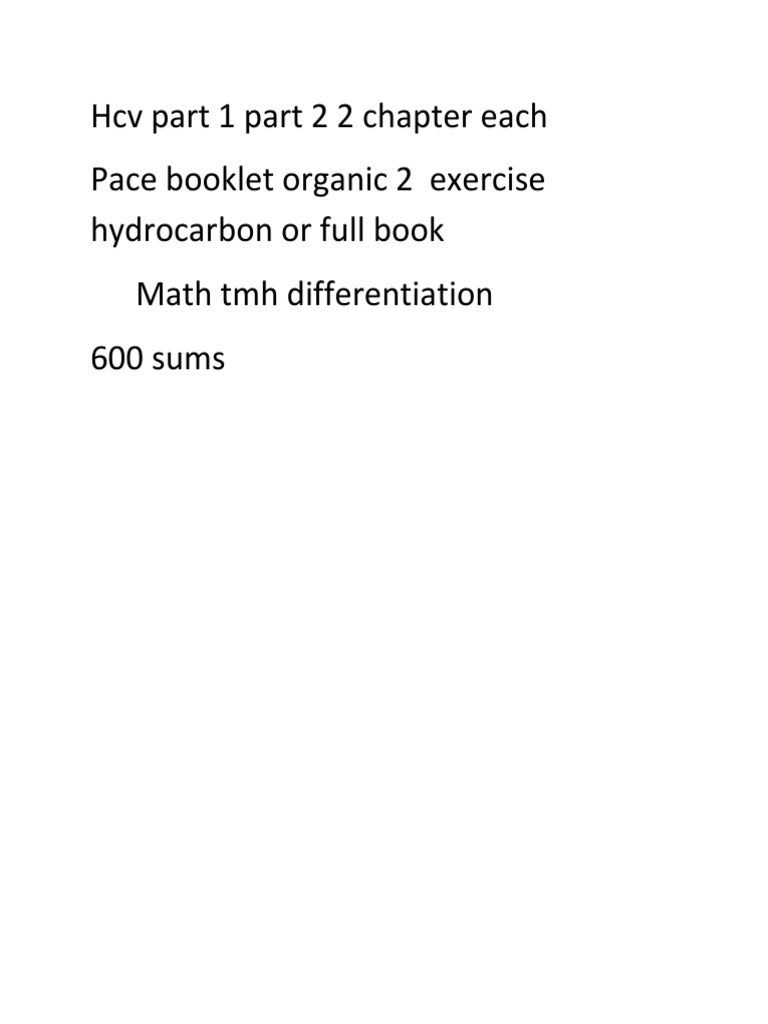 HCV Part 1 Part 2 2 Chapter Each Pace Booklet Organic 2 Exercise ...