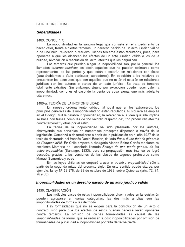 La Inoponibilidad - Alessandri | PDF | Instituciones sociales ...