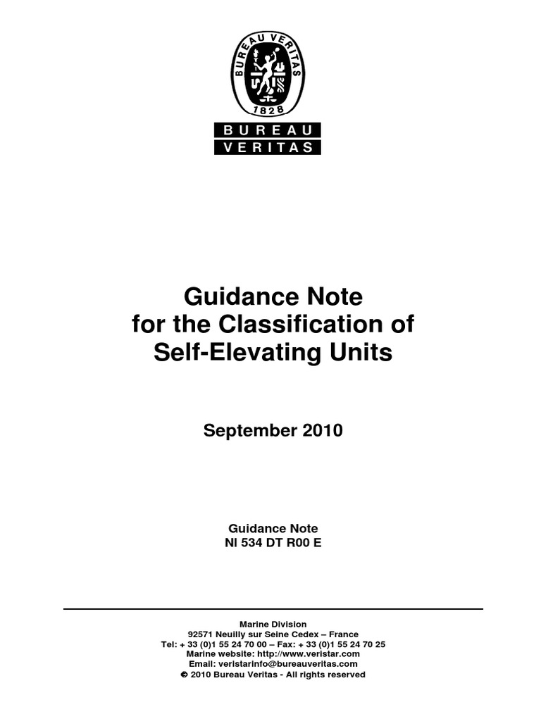 BV Class Guidance for Self-Elevating Units | PDF | Tide | Strength Of ...