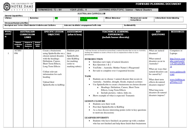 Year 6 Science: Natural Disasters Unit | PDF