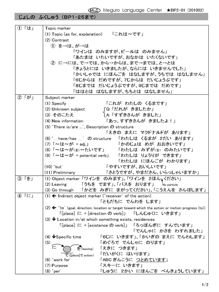 JLPT N5 Particles | PDF