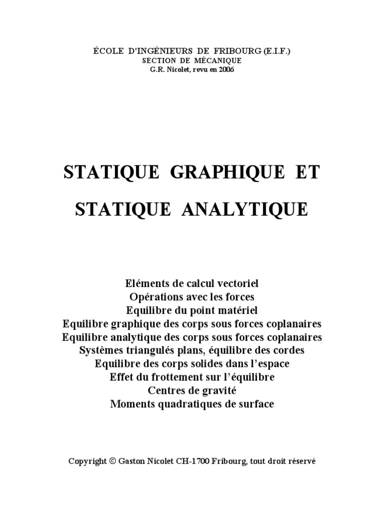 Statique Graphique Et Analytique | PDF
