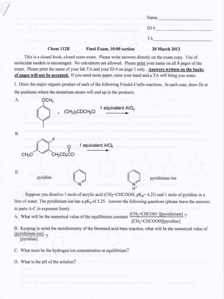 Final Ochem | PDF | Chemical Reactions | Acid Dissociation Constant