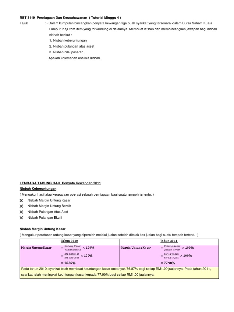Tutorial M4 AnalisisPenyataKewangan | PDF