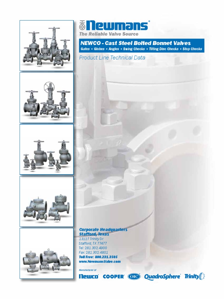 NEWCO CastSteelBoltedBonnet GGCA Catalog | PDF | Valve | Screw