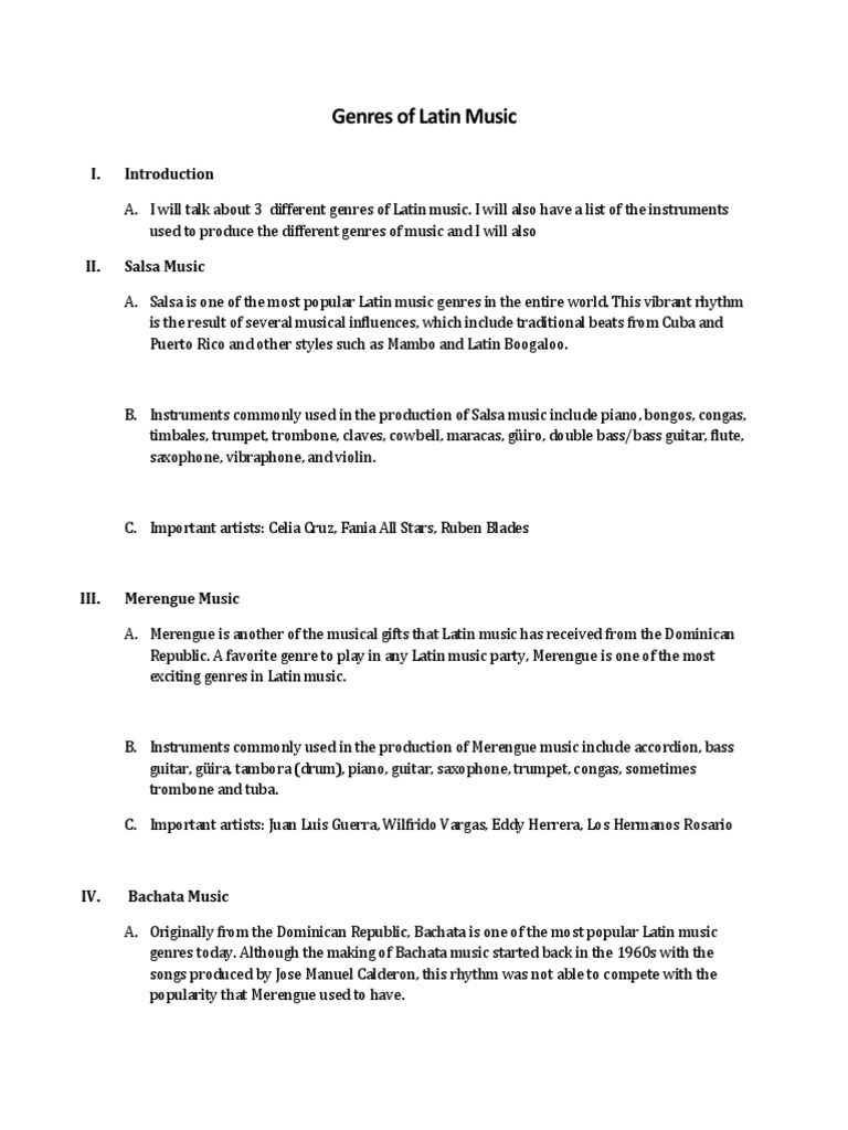 Genres of Latin Music | PDF | Art