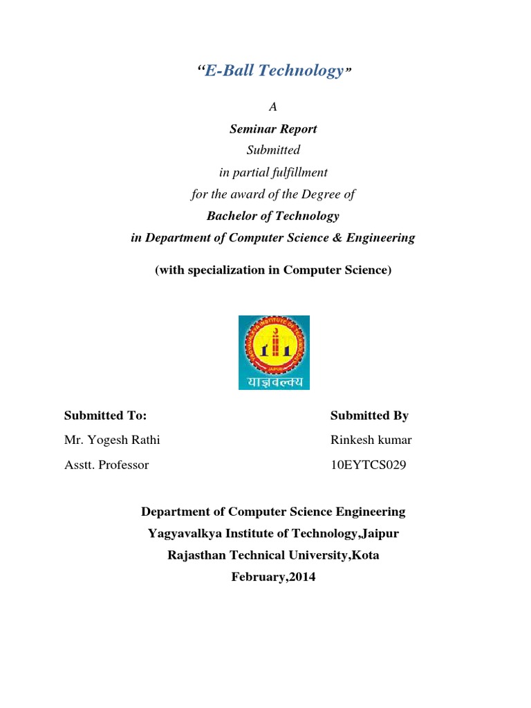 E-Ball Technology Seminar Report | PDF | Personal Computers | Computer Keyboard