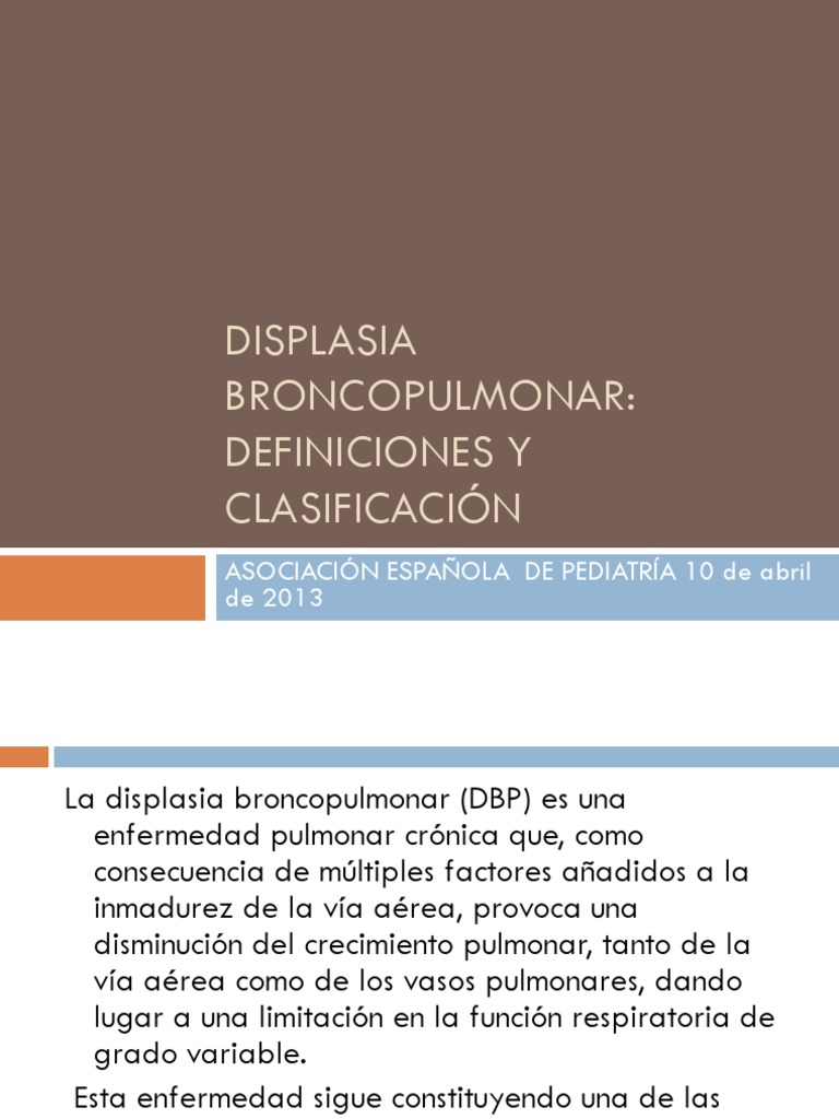 Displasia Broncopulmonar | PDF | Pulmón | Sistema respiratorio