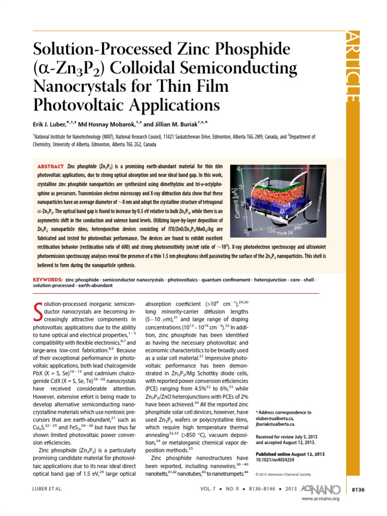 Zn3p2 Photovolt Cells | PDF | X Ray Photoelectron Spectroscopy | Solar Cell