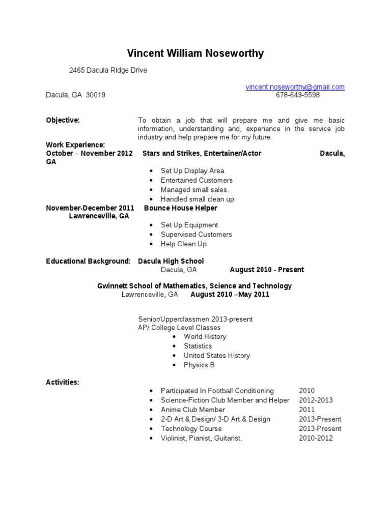 Vincent Noseworthy Basic Resume | PDF