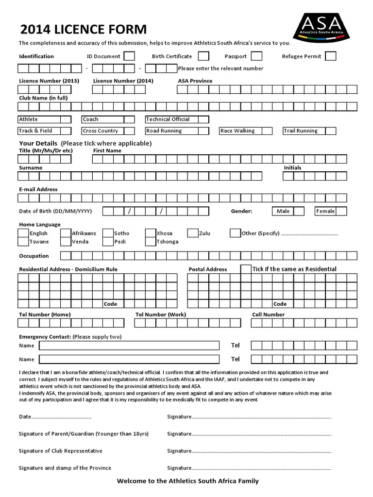 2014 Licence Form: Your Details (Please Tick Where Applicable) | PDF