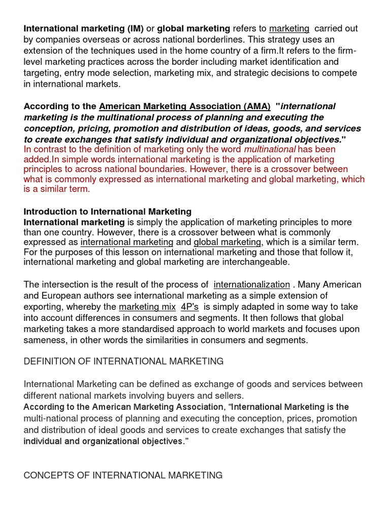 International Marketing | PDF | Joint Venture | Exports