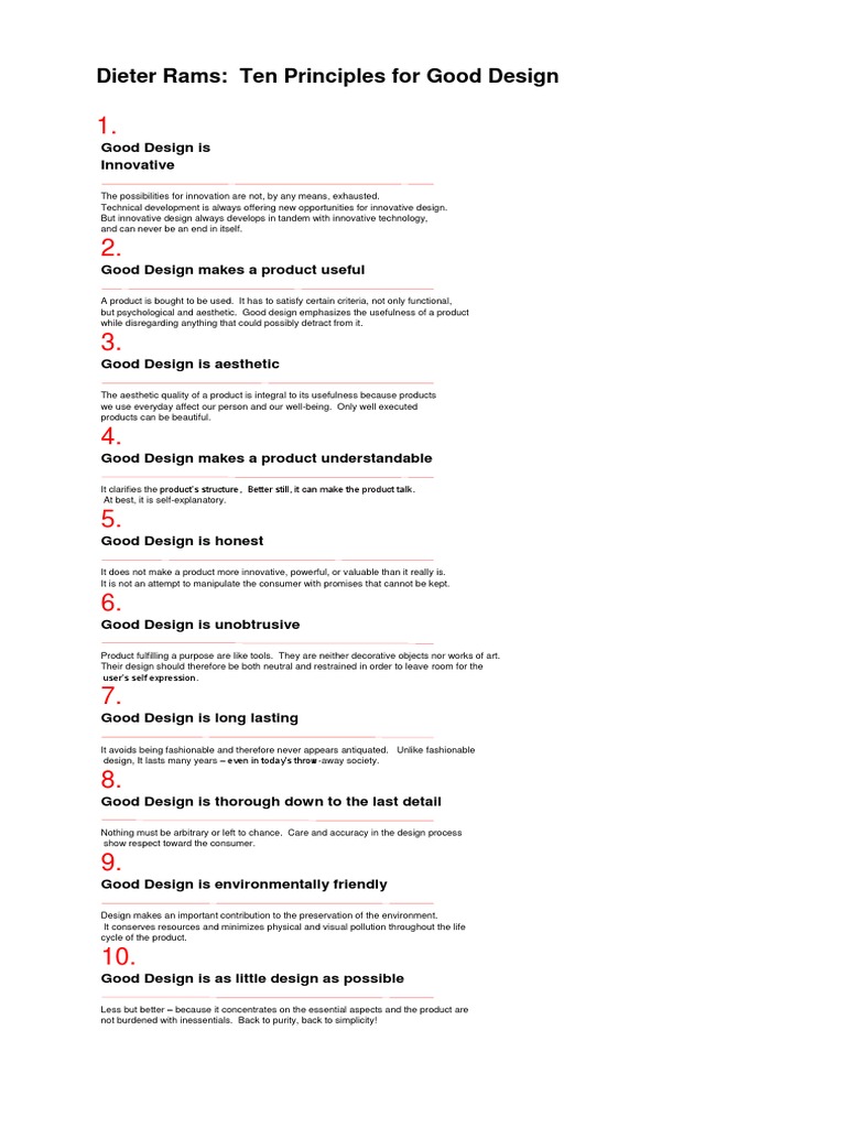 Dieter Rams Ten Principles | PDF | Design | Aesthetics