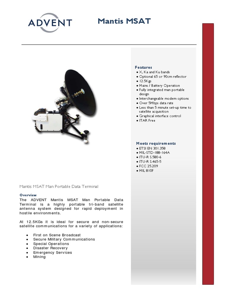 Mantis MSAT Portable Data Terminal - Broadcast | PDF | Modem ...