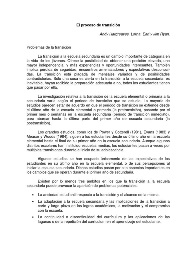 El Proceso De Transicion Pdf Pdf Plan De Estudios Educación