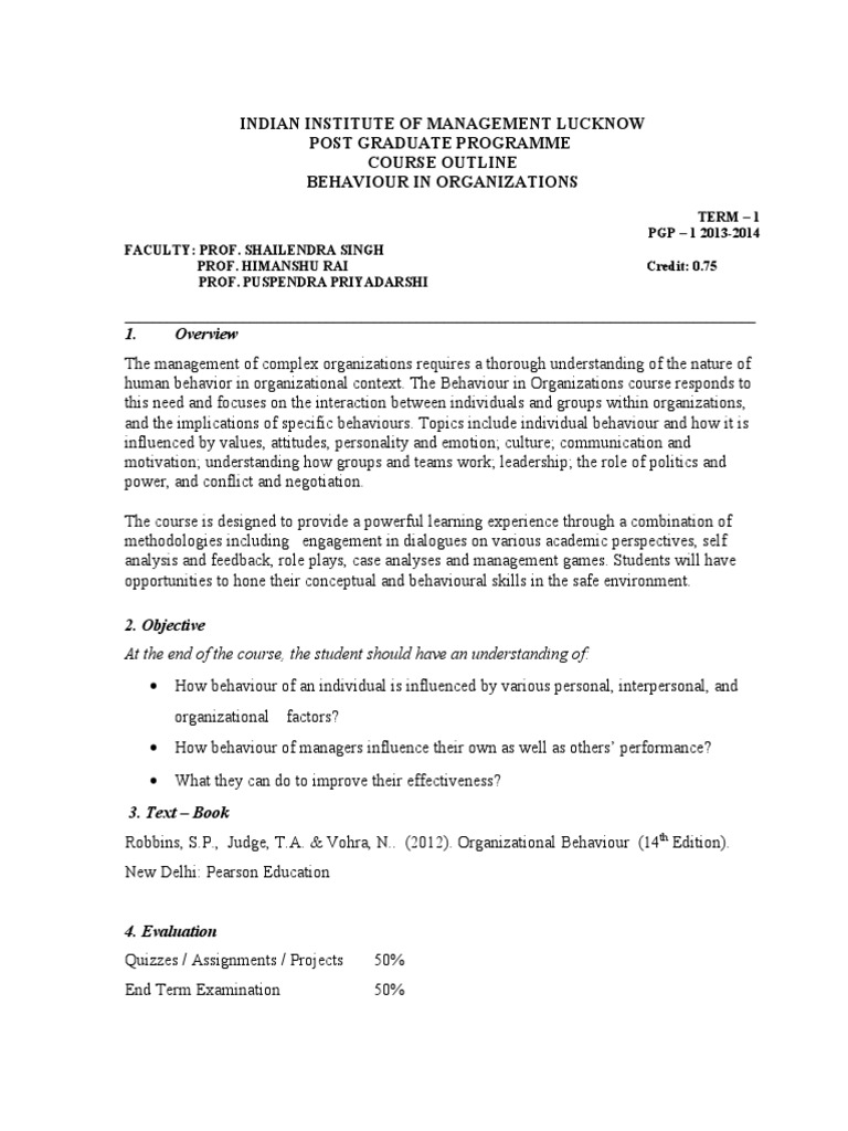 Indian Institute of Management Lucknow Post Graduate Programme Course ...