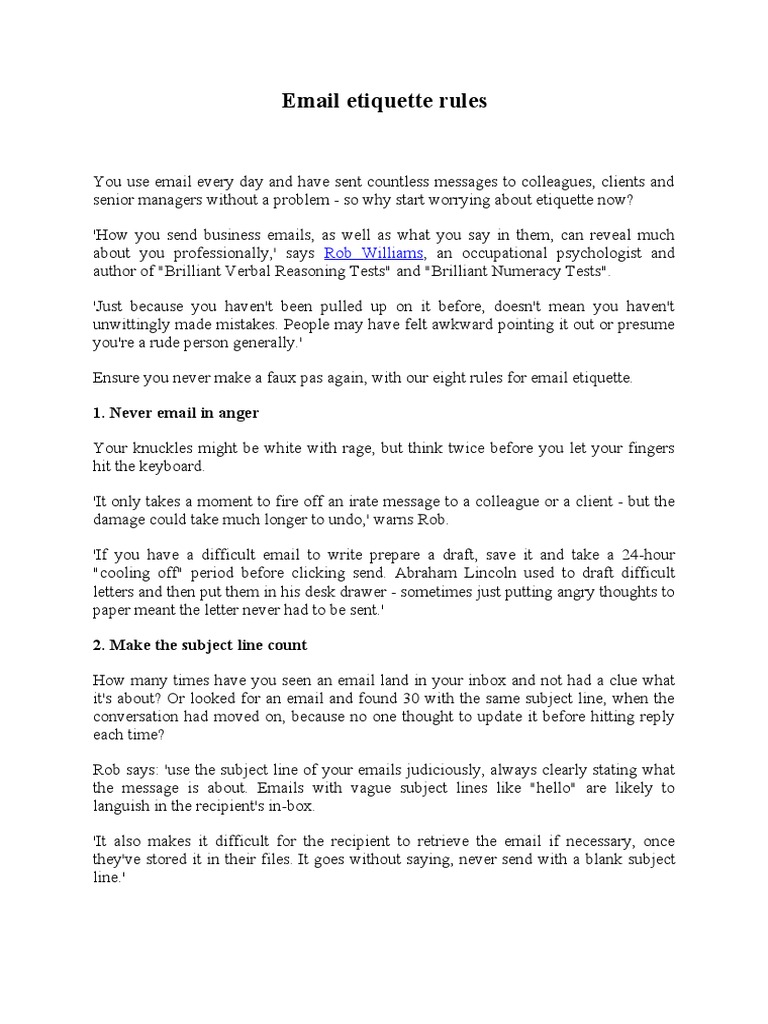 Email Etiquette Rules | PDF | Email | Communication