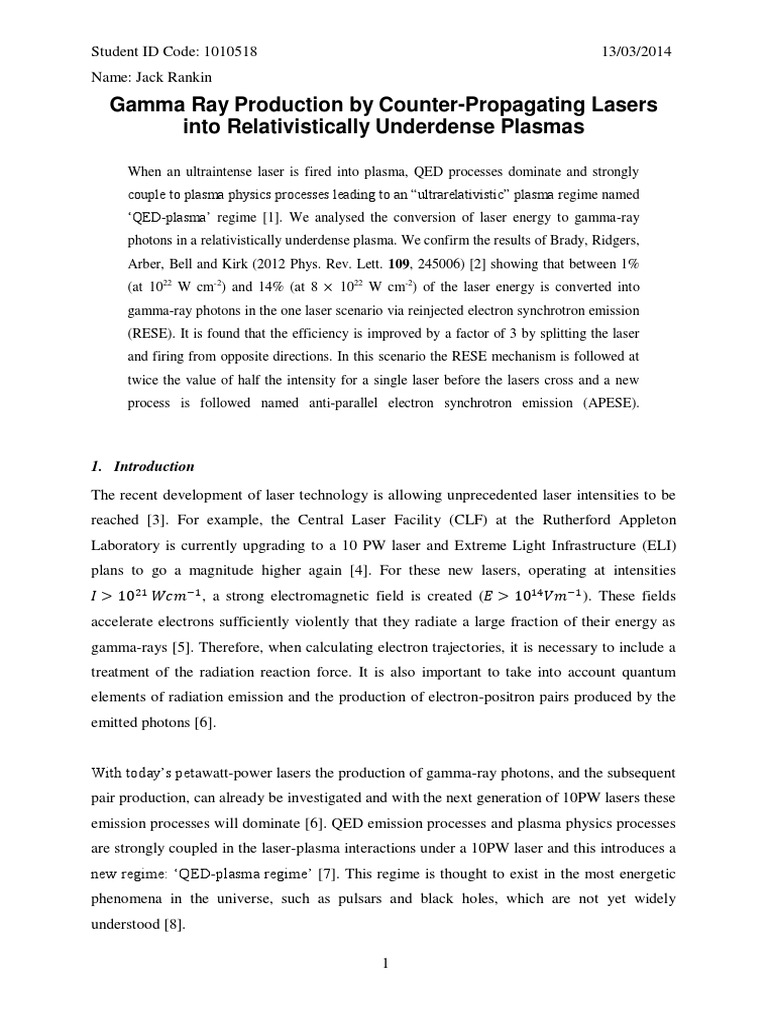 Gamma Ray Production by Counter-Propagating Lasers Into ...