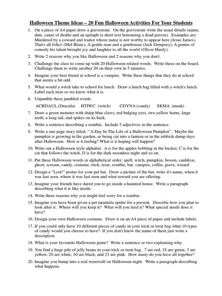 20 Fun Halloween Activities | PDF