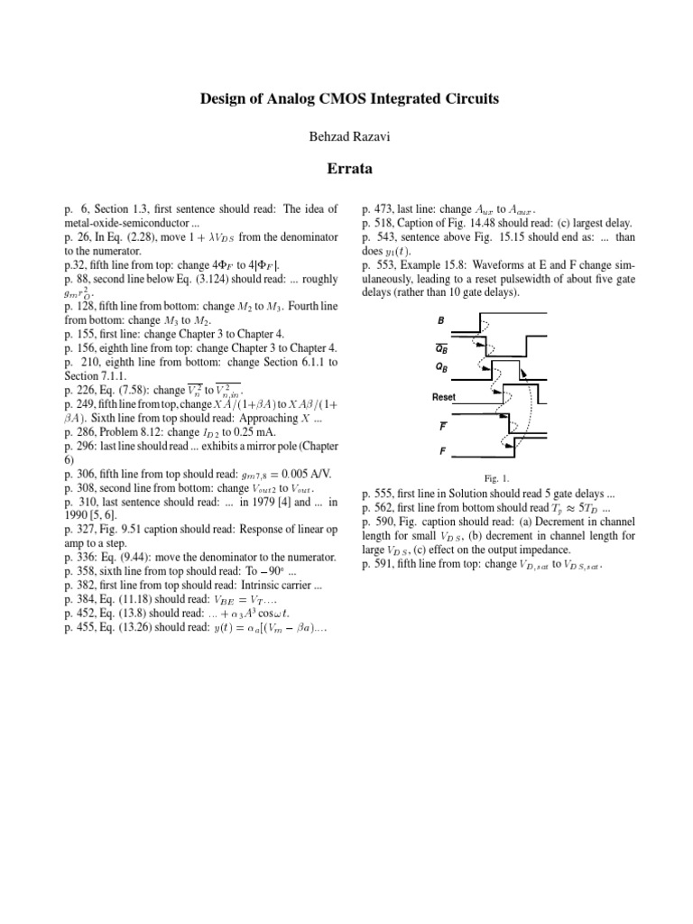 Design Of Analog CMOS Integrated Circuits By Behzad Razavi, 52% OFF