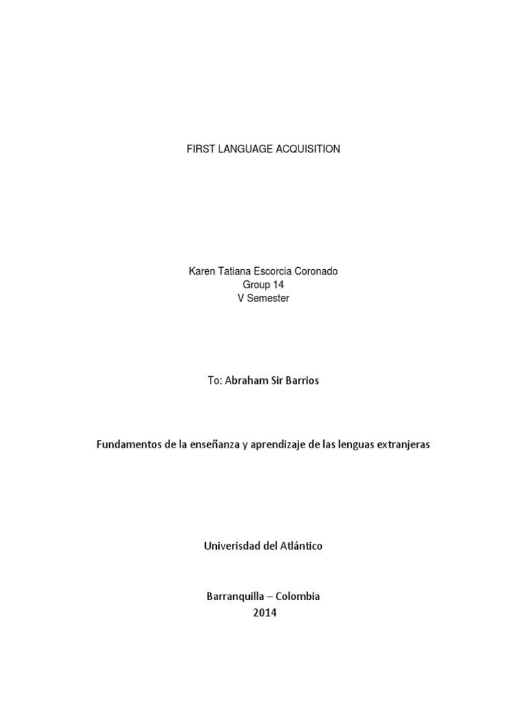 First Language Acquisition | PDF | Language Acquisition | Behaviorism