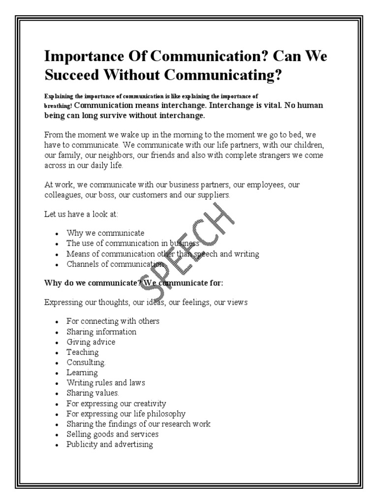 Importance of Communication PDF | PDF | Homework | Teaching