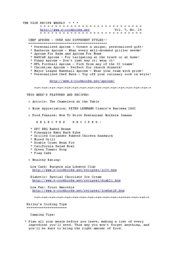 The Vjje Recipe Weekly | PDF | Pickling | Salad