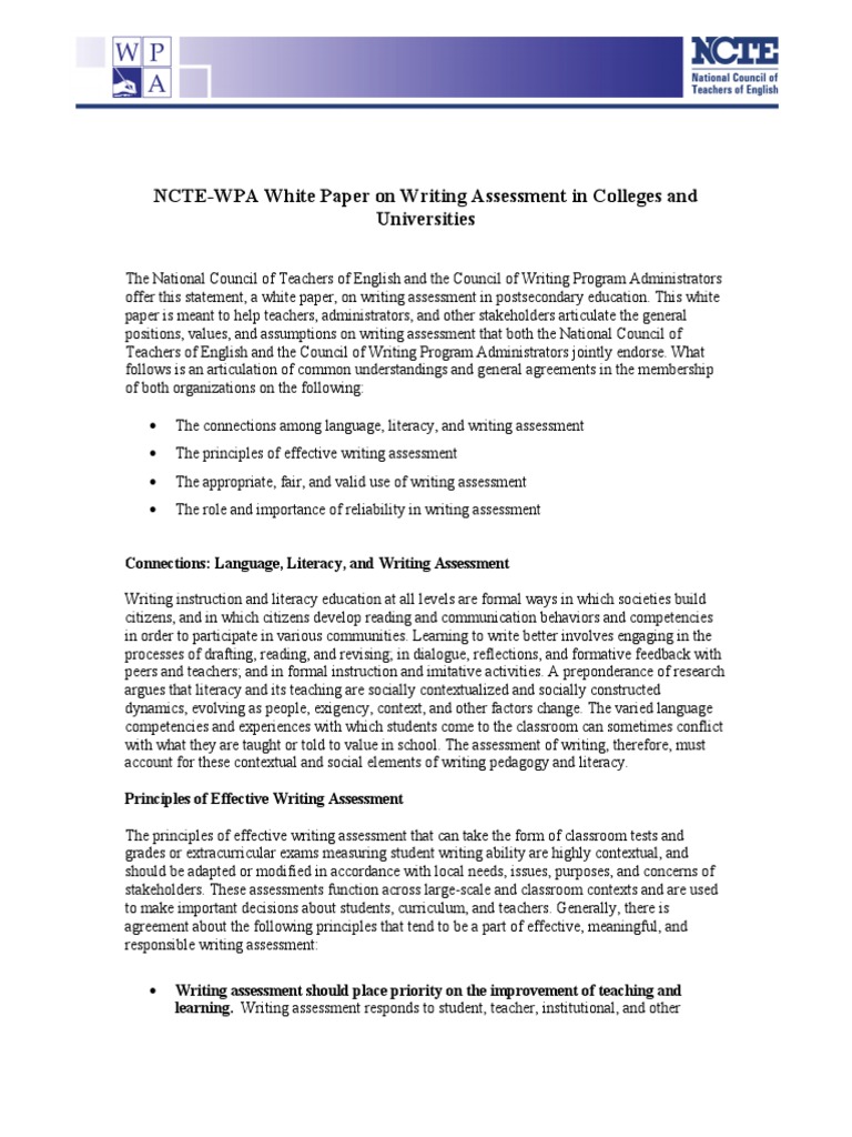 Writing Assessment in Higher Ed | PDF | Educational Assessment | Curriculum