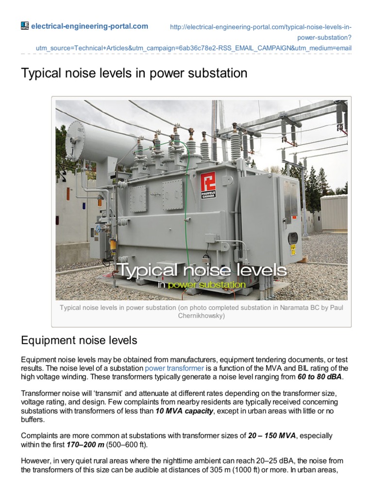 Typical Noise Levels in Power Substation | PDF | Sound | Decibel
