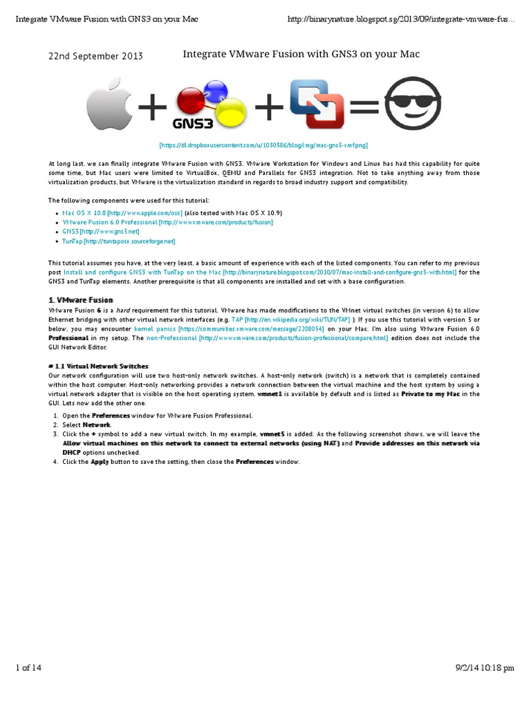 Integrating VMware Fusion with GNS3 | PDF | Virtual Machine | Ip Address