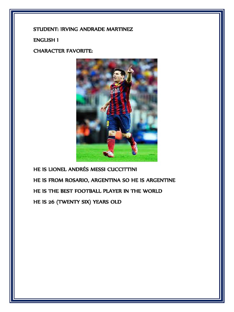 Favorite Character: Lionel Messi | PDF | Sports & Recreation | Social ...