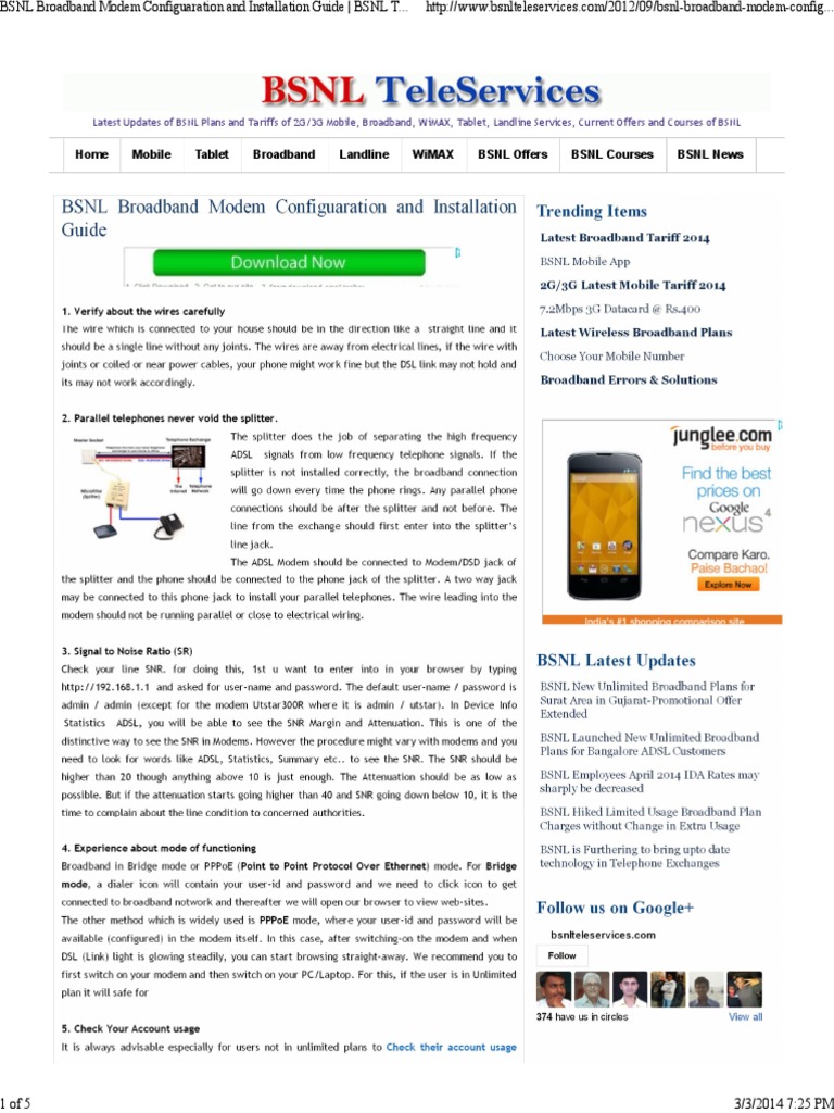 BSNL Broadband Modem Configuaration and Installation Guide _ BSNL ...