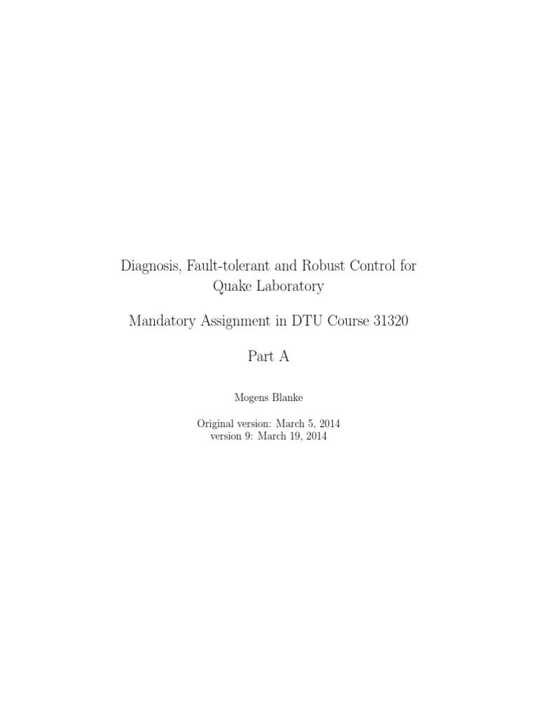 Mandatory Assignment Robust and Fault Tolerant Control | PDF | Errors And Residuals | Teaching ...