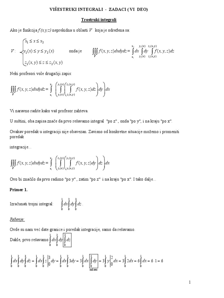 8.visestruki Integrali - Zadaci (Vi Deo) | PDF
