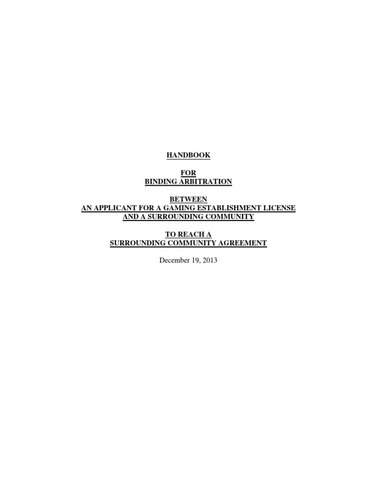 Handbook For Binding Arbitration For Surrounding Community Agreement ...