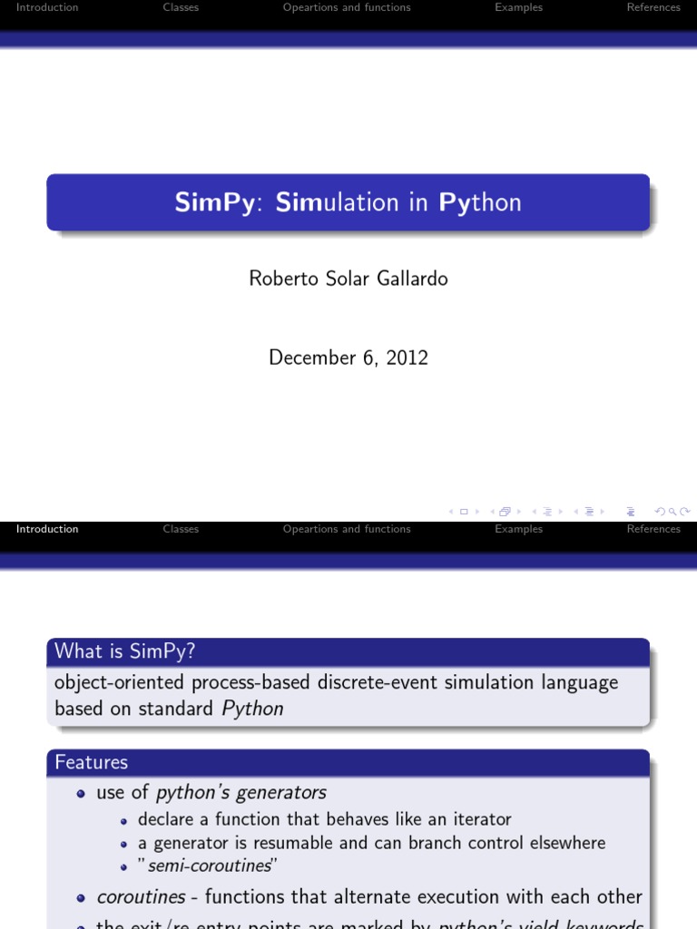 Simpy: Simulation in Python: Roberto Solar Gallardo | PDF | C (Programming Language) | Software ...