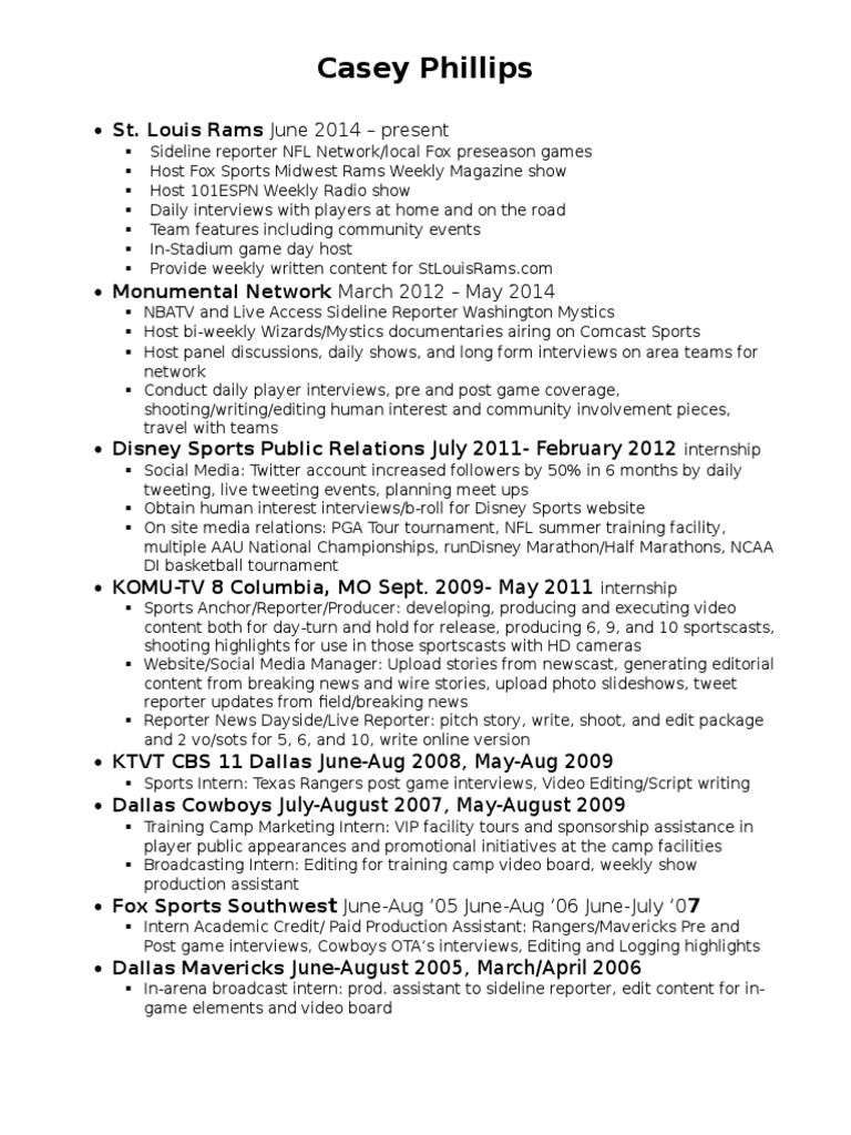 Casey Phillips: St. Louis Rams June 2014 - Present | PDF | Twitter ...