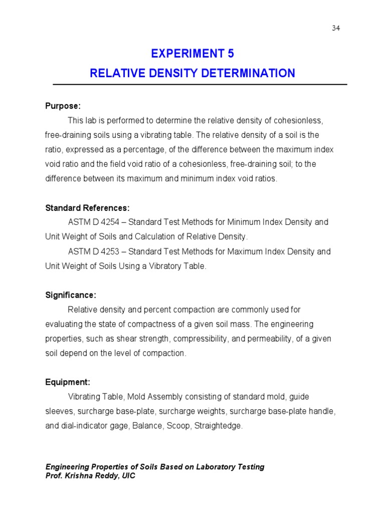 Relative Density Determination Lab Guide | PDF