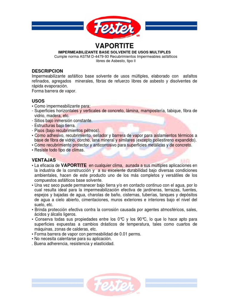 Vaportite 550 | PDF | Solvente | Agua