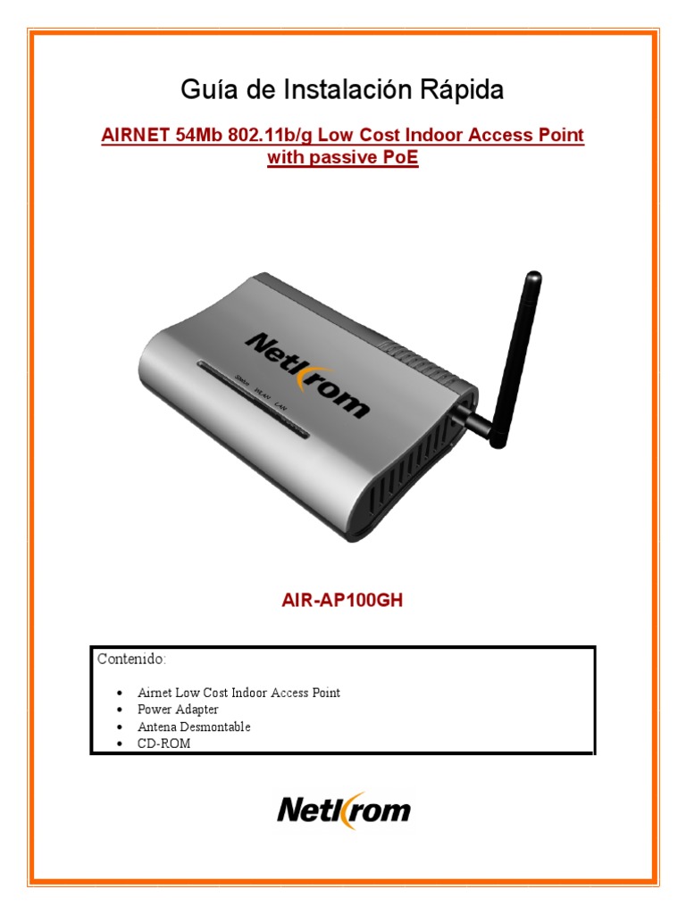 AIRNET 54Mb Low Cost Indoor AP Quick Configuration Guide Spanish | PDF ...