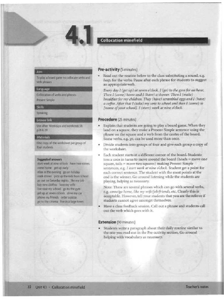 Verb Collocation Board Game Elementary | PDF