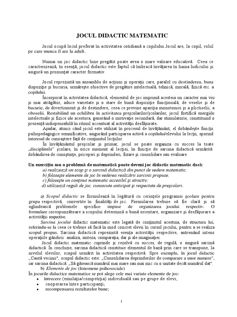 Joc Didactic Prescolari | PDF