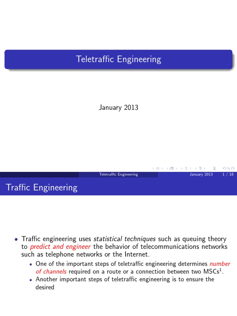 Tele Traffic Lecture | PDF | Analysis | Statistical Theory