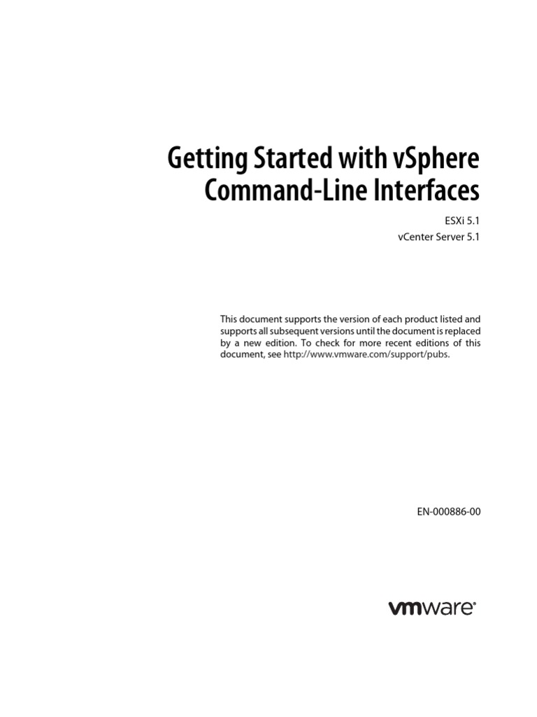 Getting Started With Vsphere Command-Line Interfaces: Esxi 5.1 Vcenter Server 5.1 | PDF ...