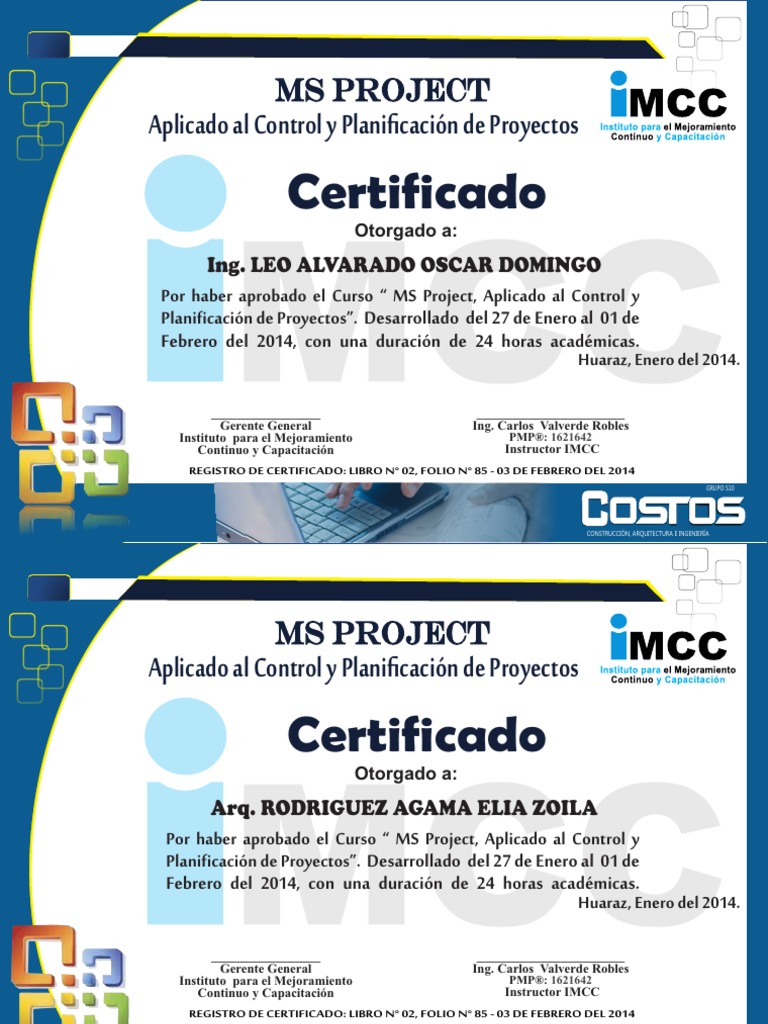 Certificado MS Proyect Mayo PDF | PDF | Ingeniería | Ciencia y Tecnología