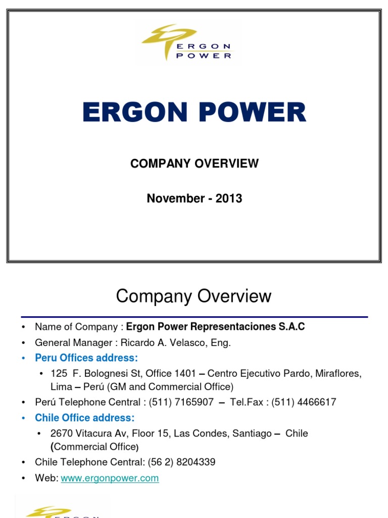 ERGON POWER S A C - Company Overview - November 2013 | PDF | Power ...