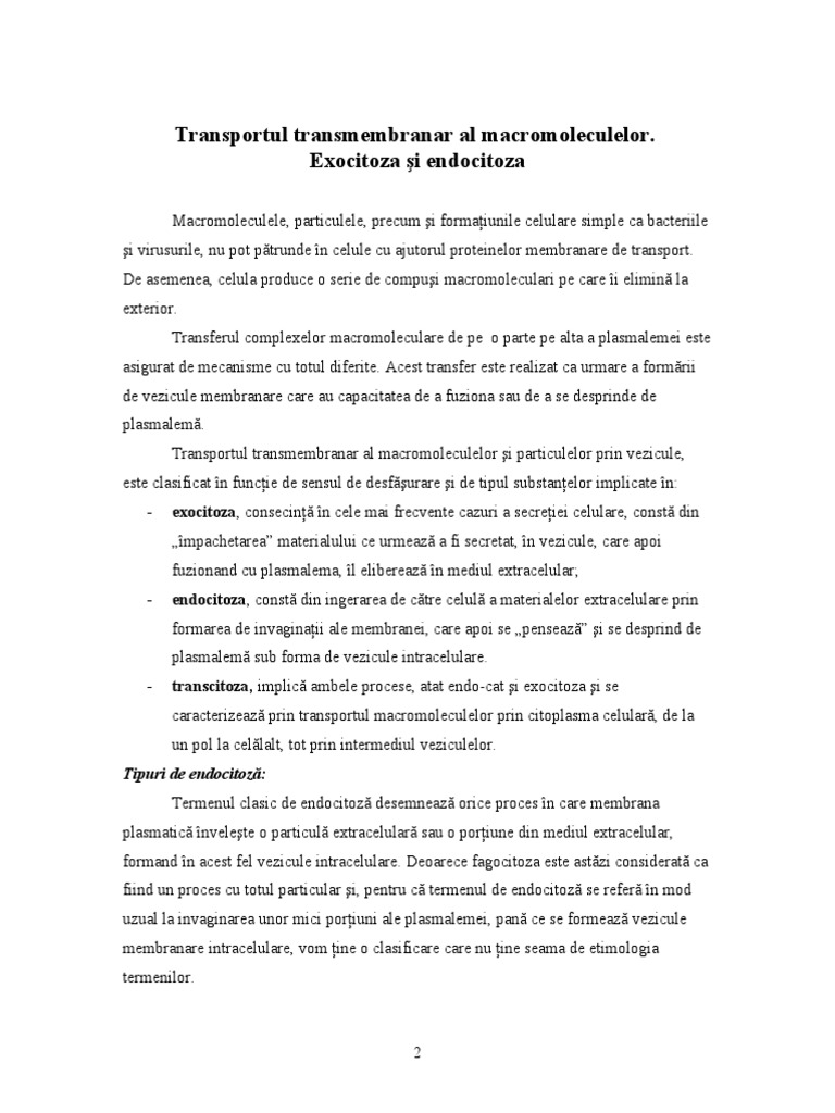 Transportul Transmembranar Al Macromoleculelor. Exocitoza Şi Endocitoza ...
